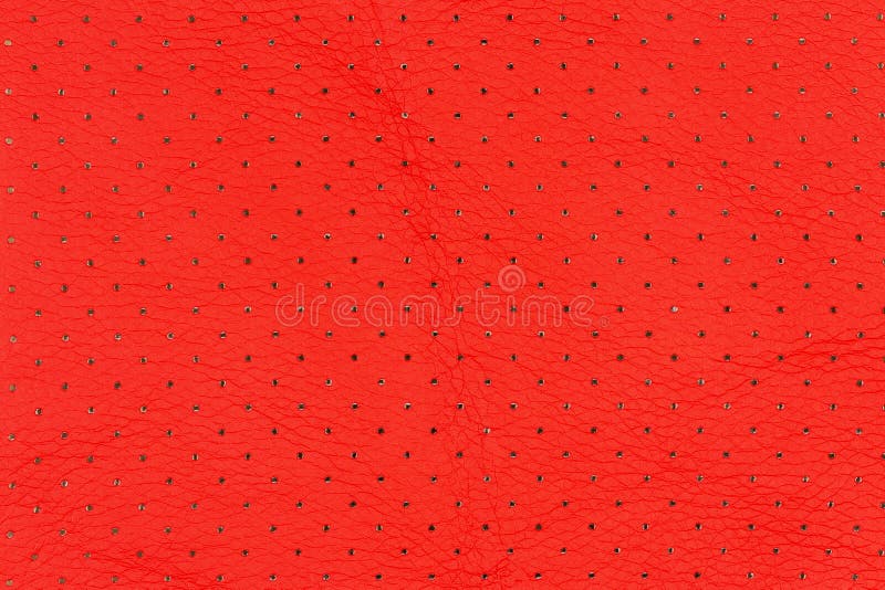 Bright Red Color Abstract Artificial Leather with Small Dots and Holes ...