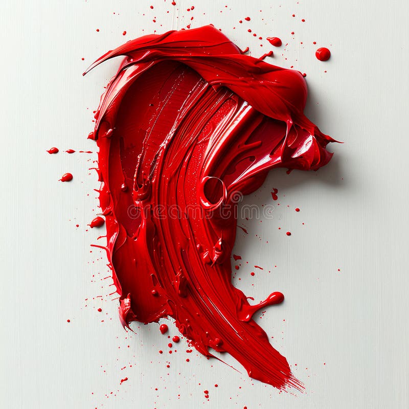 Vivid Red Paint Strokes Create a Dramatic Texture on a White Canvas ...