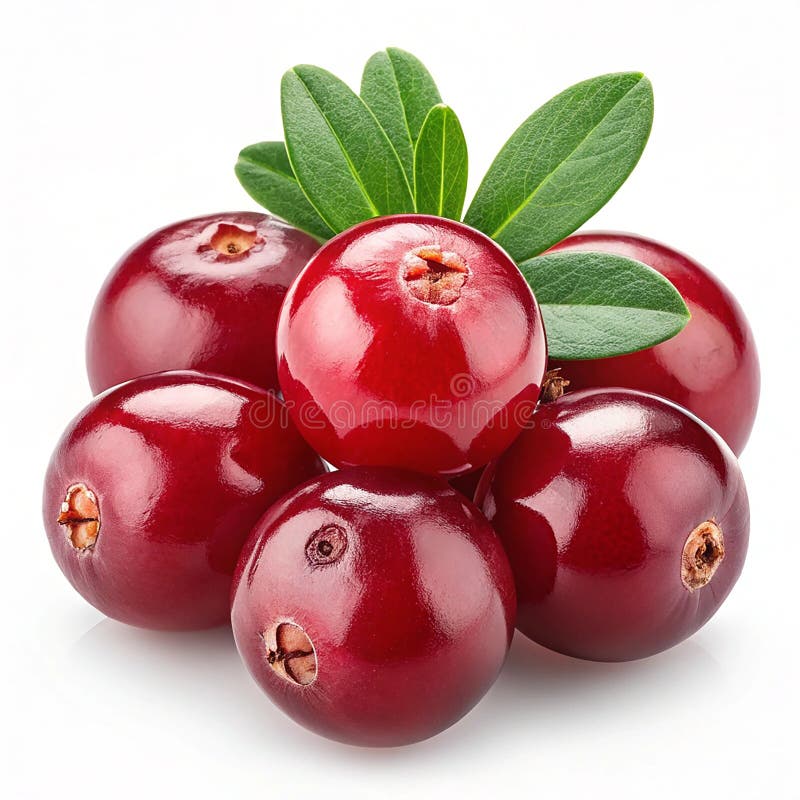 Cluster of Cranberries with Shiny Red Surface on Transparent Background ...