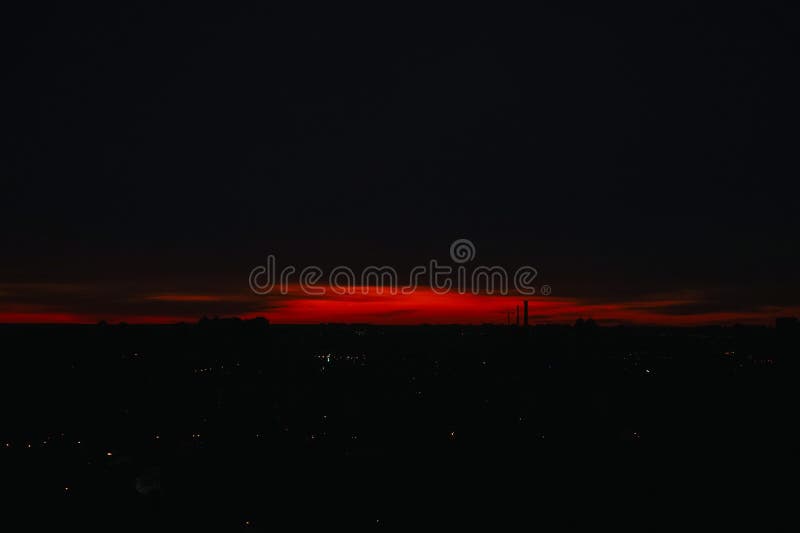 Bright, Red, Crimson Sunset. the Sky is Like Burning with Fire. the ...