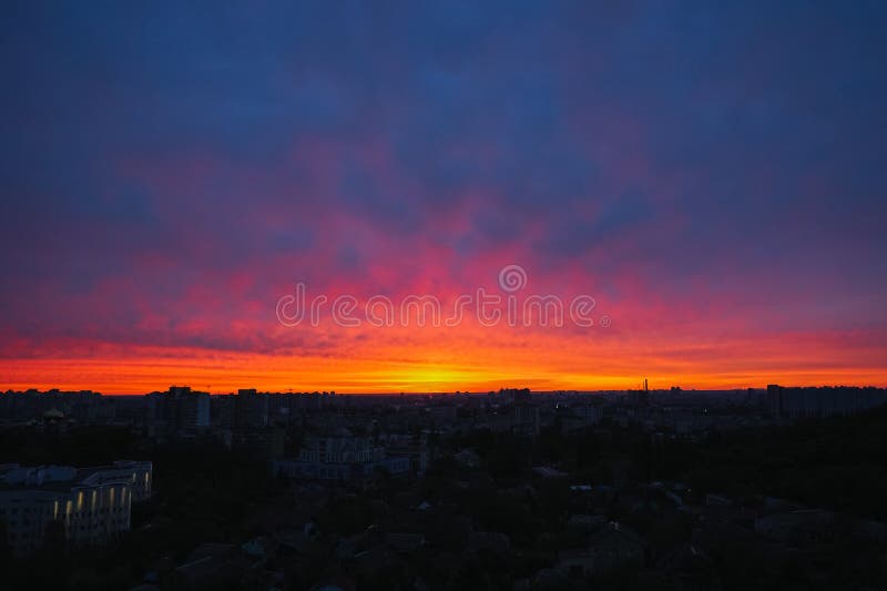 Bright, Red, Crimson Sunset. the Sky is Like Burning with Fire. the ...