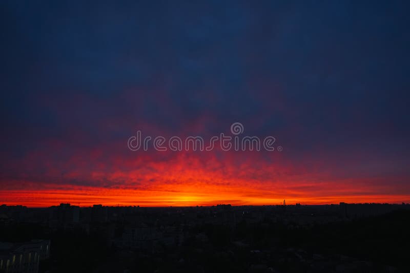 Bright, Red, Crimson Sunset. the Sky is Like Burning with Fire. the ...