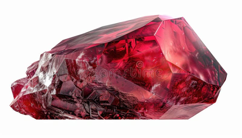 Bright Red Crystal Gemstone on a White Background Under Soft Lighting ...