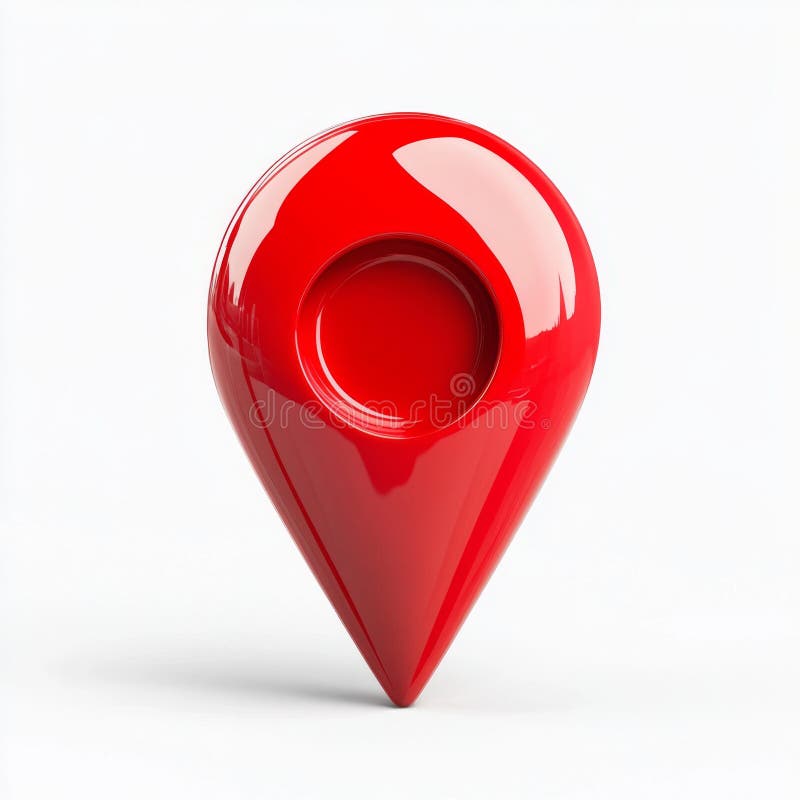 Bright Red 3D Location Pin Icon on White Background Stock Illustration ...