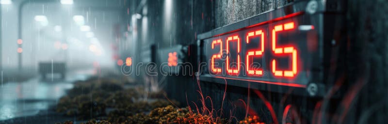 Digital Countdown Timer Displaying 20025 in Urban Setting at Night ...