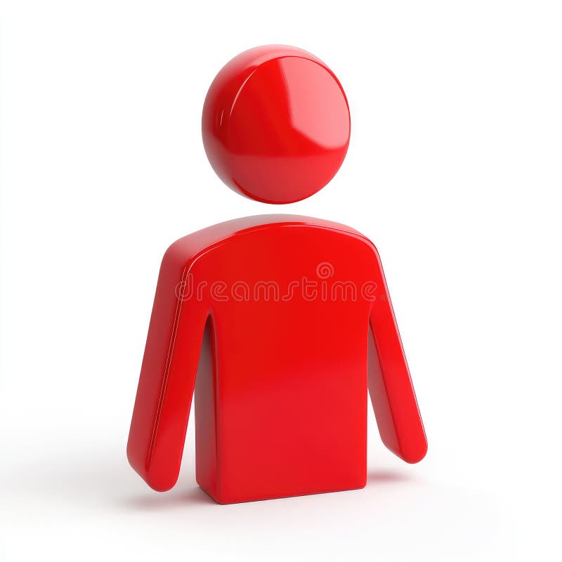 Red 3D Person Icon: Simple and Minimalist Human Figure Stock ...