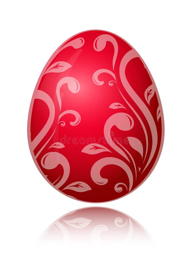 Bright Red Easter Egg with Decorative Floral Branch Stock Vector ...