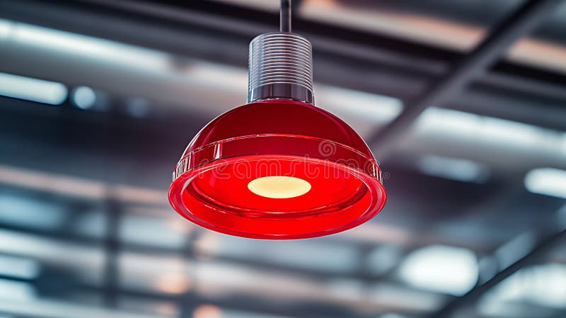 Bright Red Emergency Light Signaling Evacuation in Industrial Factory ...