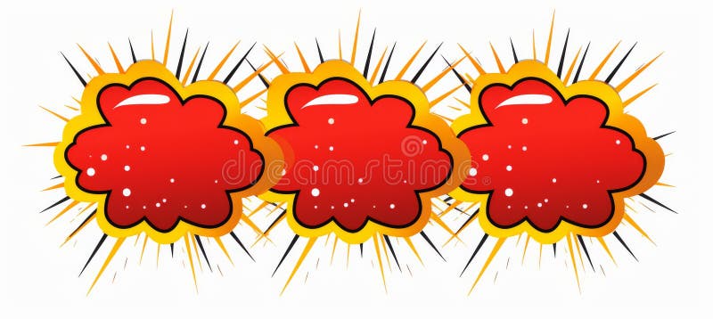 Bright Red Explosion Graphics with Bold Outlines and Dynamic Bursts in ...
