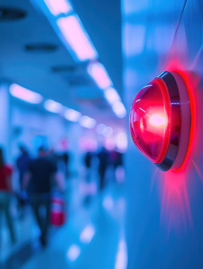 A Bright Red Fire Alarm with a Flashing Light and Button is Mounted on ...