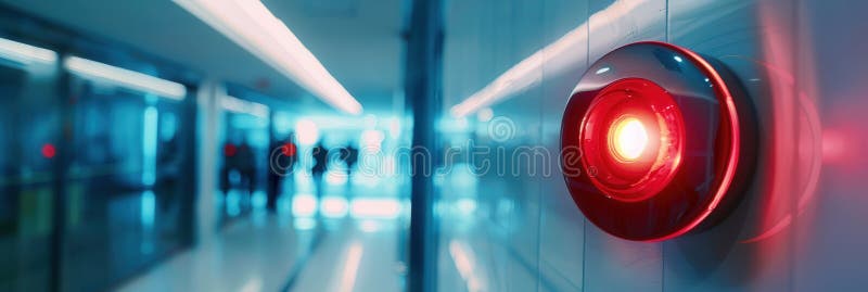 A Bright Red Fire Alarm with an Illuminated Light and Button is Mounted ...