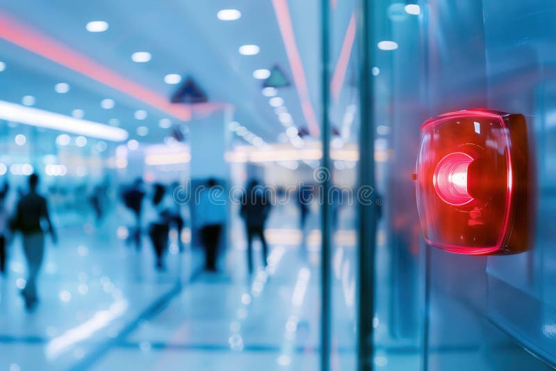 A Bright Red Fire Alarm with a Light and Button is Mounted on a Wall ...
