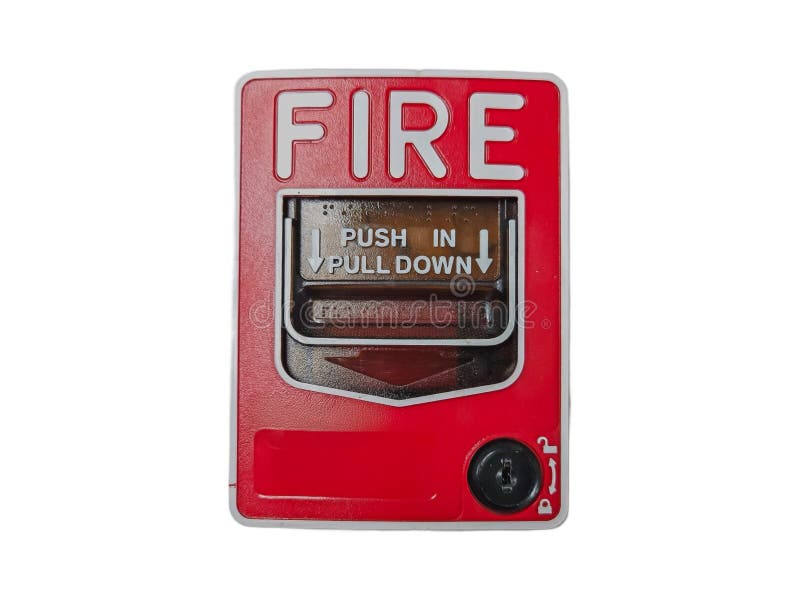 A Bright Red Fire Alarm Pull Station Isolated on a Clean White ...