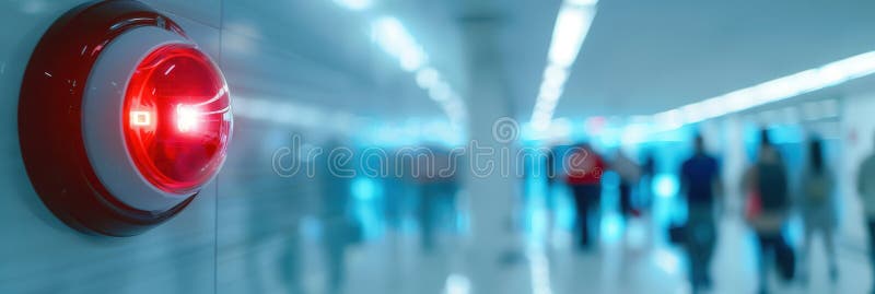 A Bright Red Fire Alarm with a Warning Light and Button is Mounted on ...