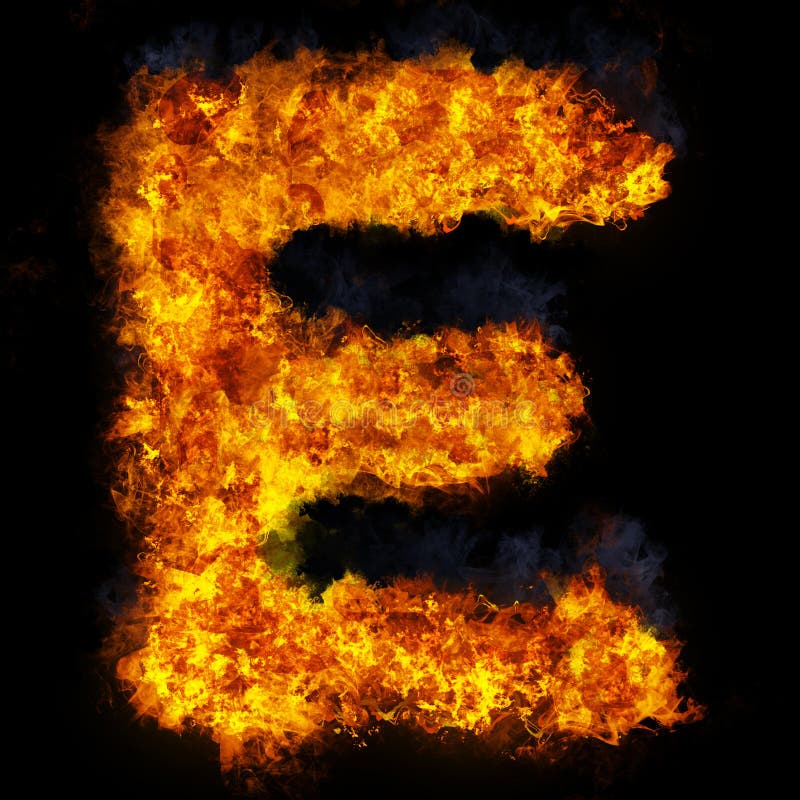 Letter E Flame Explosion Shape Font Stock Image - Image of letter, fire ...