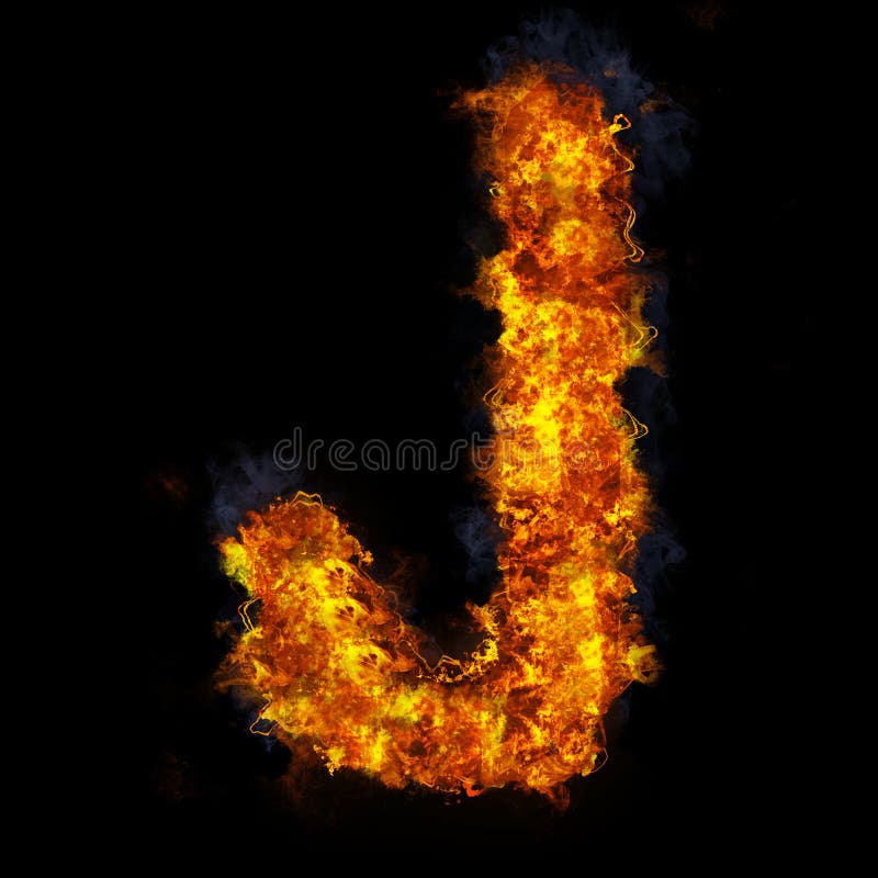 Letter J Flame Explosion Shape Font Stock Image - Image of character ...