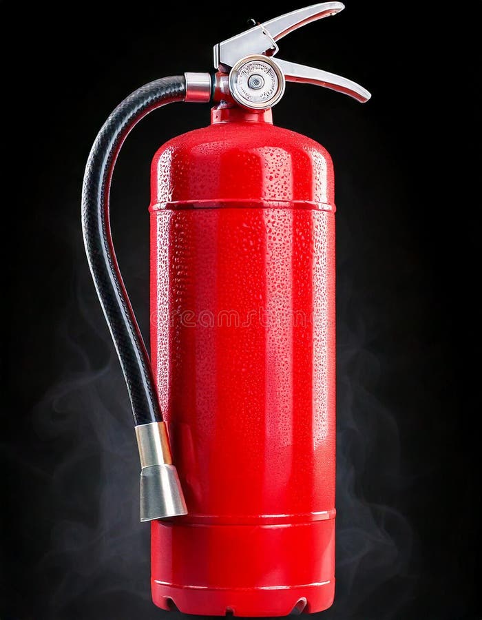 Bright Red Fire Extinguisher Against Dark Background for Fire Safety ...