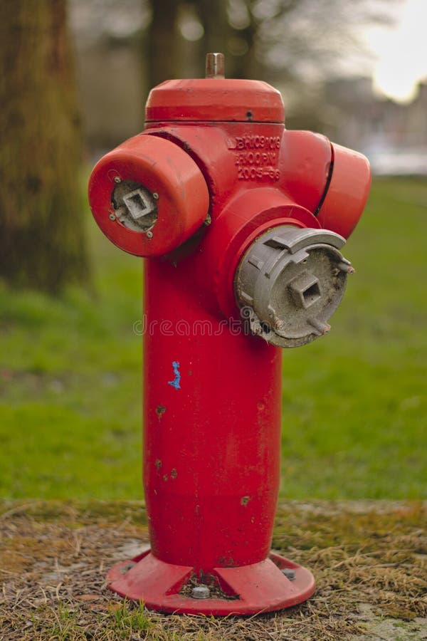 Bright red fire hydrant stock image. Image of pump, danger - 52437191