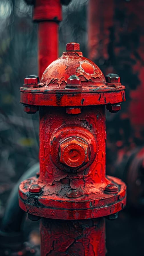 Close-up of a Vibrant Red Fire Hydrant Highlighting Its Unique Details ...