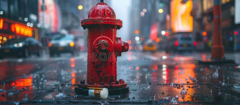 Red Fire Hydrant on Urban Roadside Stock Photo - Image of sidewalk ...