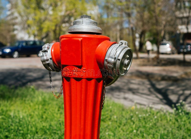 Bright Red Fire Hydrant on the Street on a Sunny Day Stock Image ...