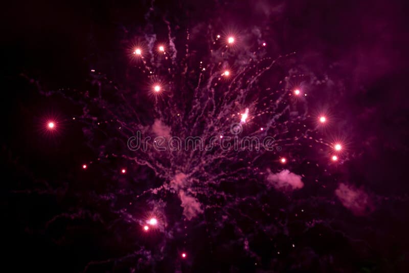 Red Firework in the Night Sky Stock Image - Image of explosion, holiday ...