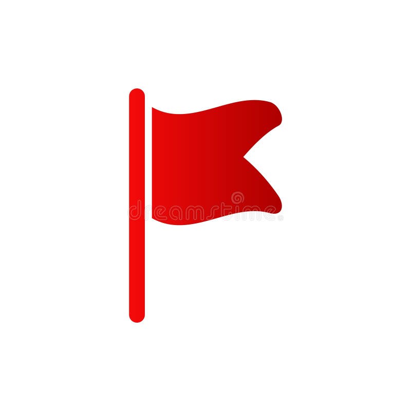 Bright Red Flag on Pole Standing Upright with Wave Effect for Warning ...