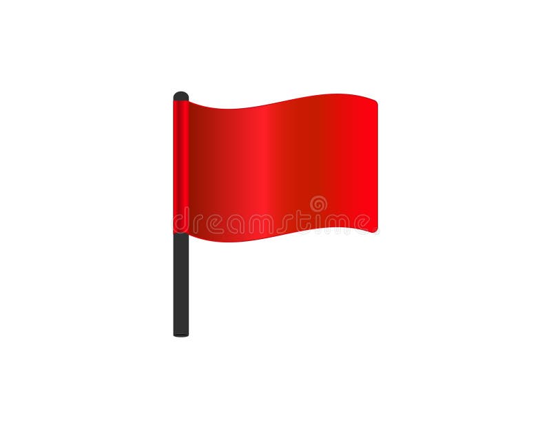 Red Flag Waving on Black Pole Stock Illustration - Illustration of flag ...