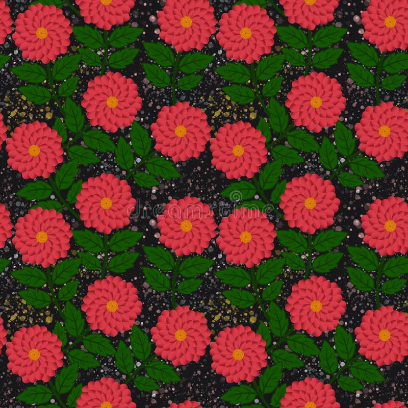 Bright Red Flowers Seamless Pattern Stock Photo - Image of herb, orange ...
