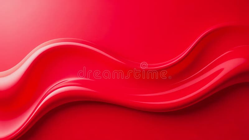 Bright Red Flowing Wave Pattern with Smooth Texture Creating a Dynamic Visual Effect in an ...