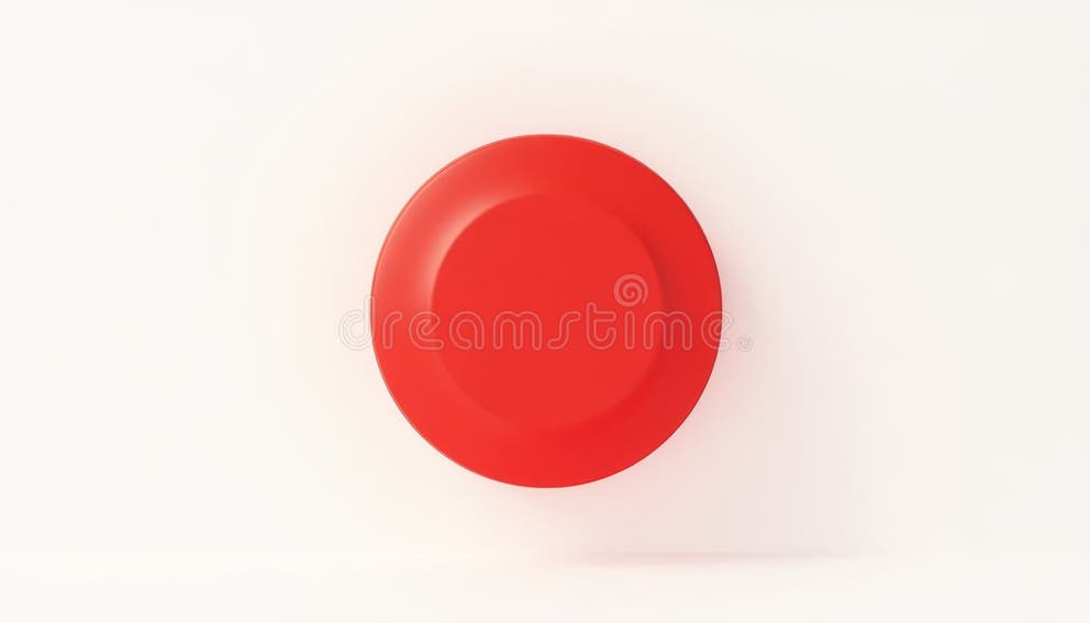 Bright Red Flying Disc on a Plain White Backdrop Stock Illustration ...