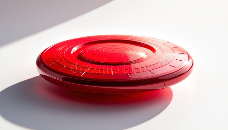 Bright Red Flying Disc on a Plain White Backdrop Stock Illustration ...