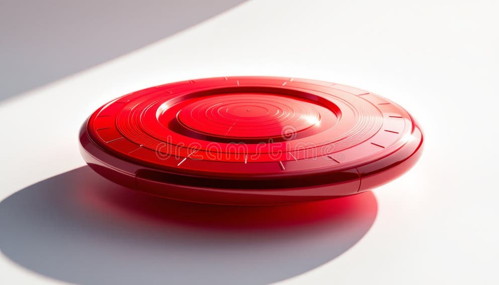 Bright Red Flying Disc on a Plain White Backdrop Stock Illustration ...