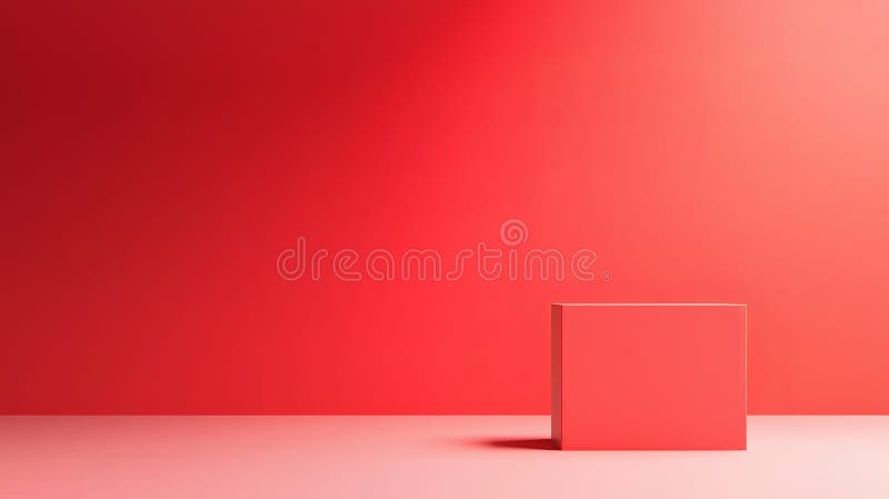 Bright Red Geometric Box on a Matching Red Background Creates a ...