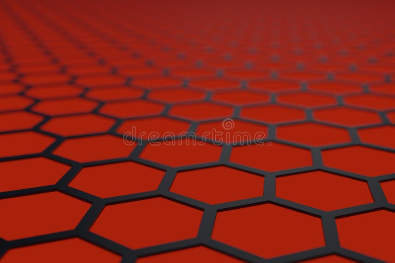 Bright Red Geometric Hexagonal Abstract Background with Focus on ...