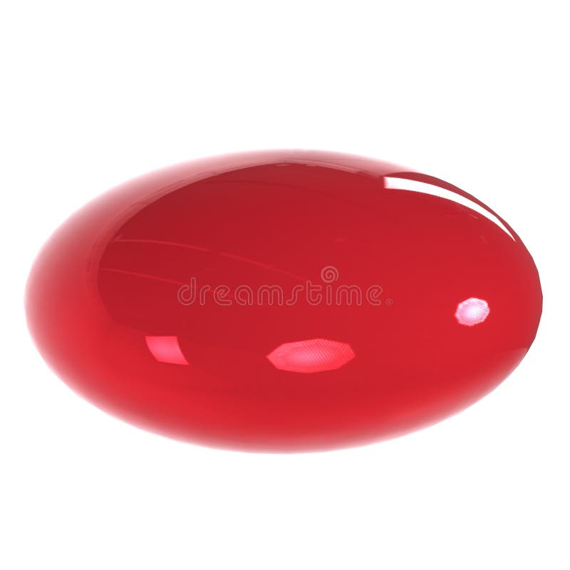 Bright Red Glossy Oval Shape Isolated on White Background Stock ...