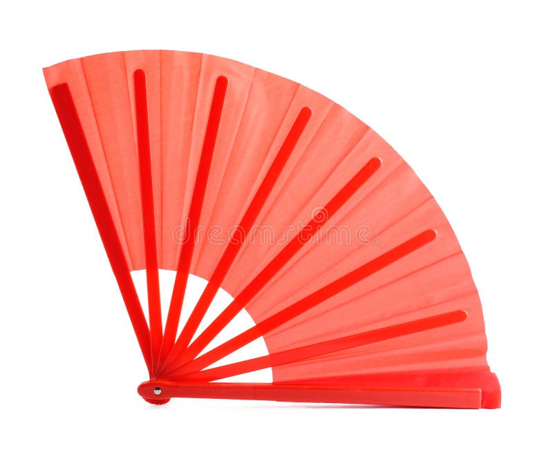Bright Red Hand Fan Isolated on White Stock Image - Image of oriental ...