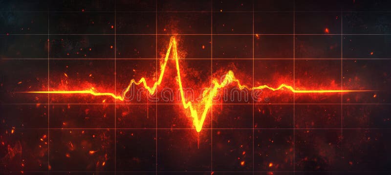 Bright Red Heart Rate Monitor Display, Sharp Vector Linear Art with ...