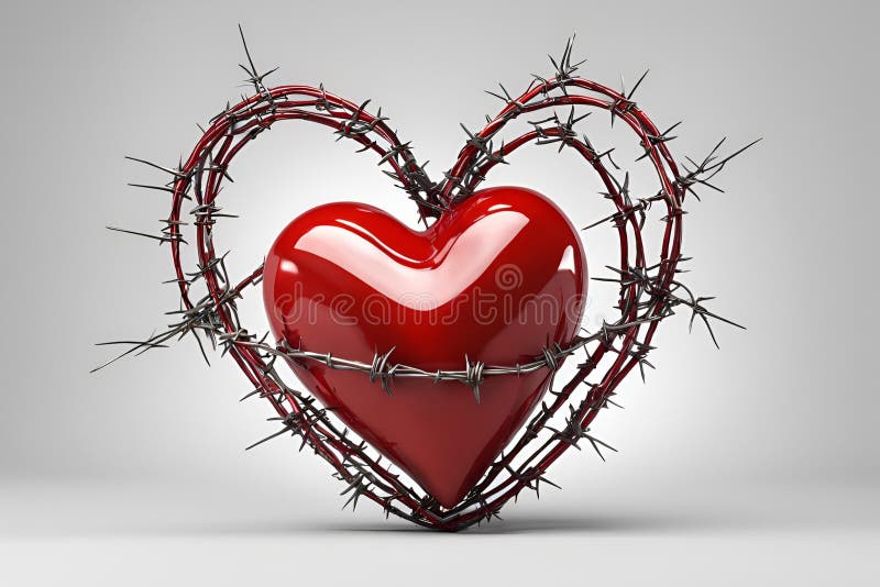 Sharp Barbed Wired Around a Red Heart. Stock Illustration ...