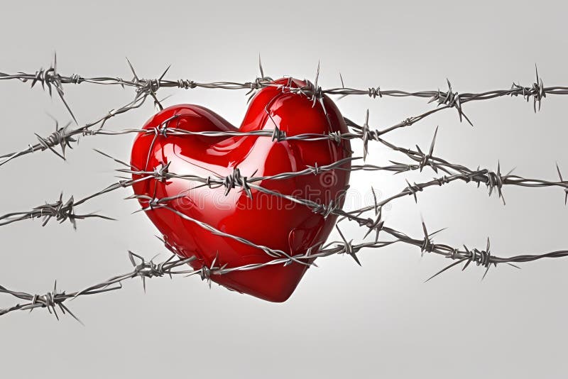 Sharp Barbed Wired Around a Red Heart. Stock Illustration ...