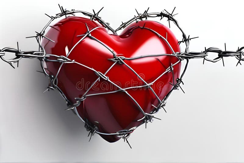 Sharp Barbed Wired Around a Red Heart. Stock Illustration ...