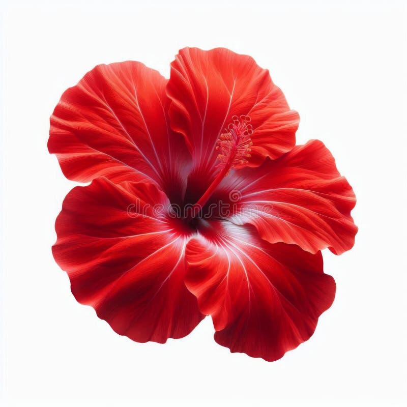Bright Red Hibiscus Flower Fully Bloomed, Isolated on a Clean White ...