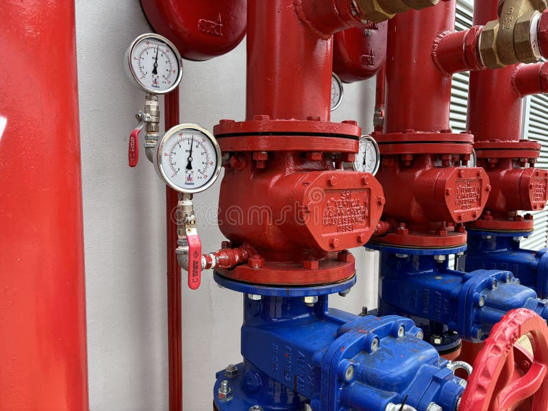 Bright Red Industrial Fire Pump System, Used in Emergency Response ...
