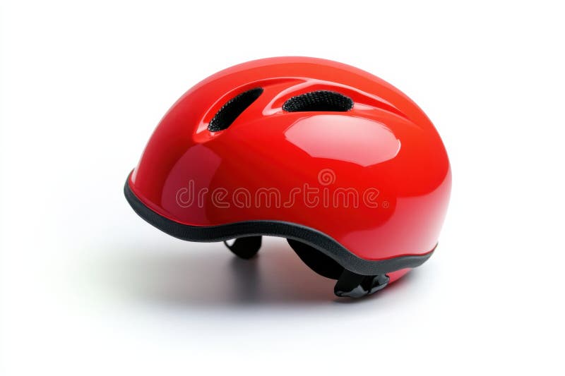 Bright Red Kids Helmet Isolated on White Background with Sharp Details ...