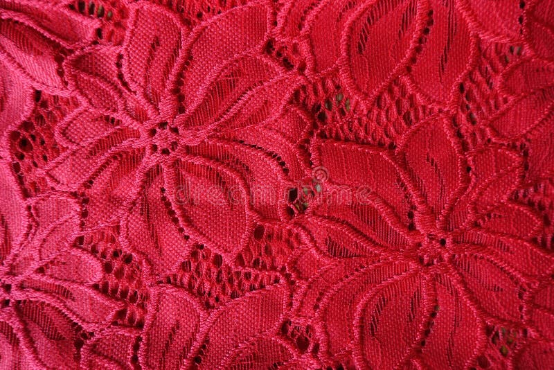 Bright Red Lace with Floral Pattern Stock Image - Image of guipure ...