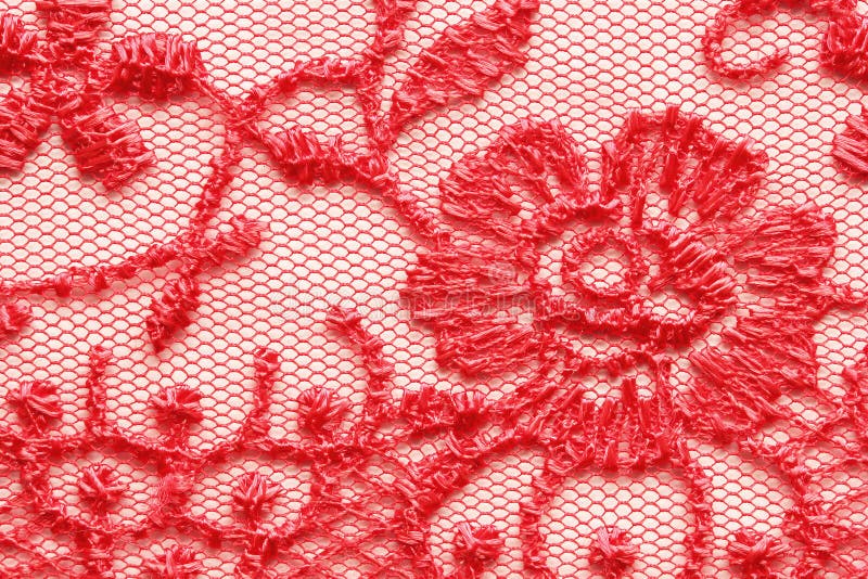 Bright Red Lace Material Texture Macro Shot Stock Image - Image of lace ...