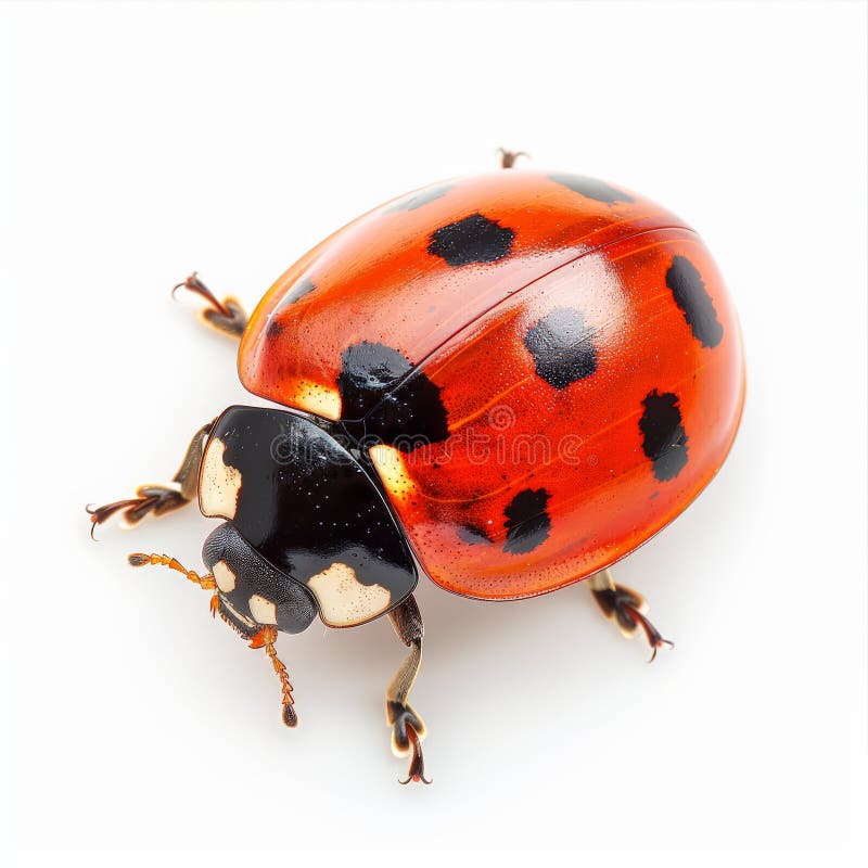 A Bright Red Ladybug with Black Spots on Its Back, Isolated on White ...