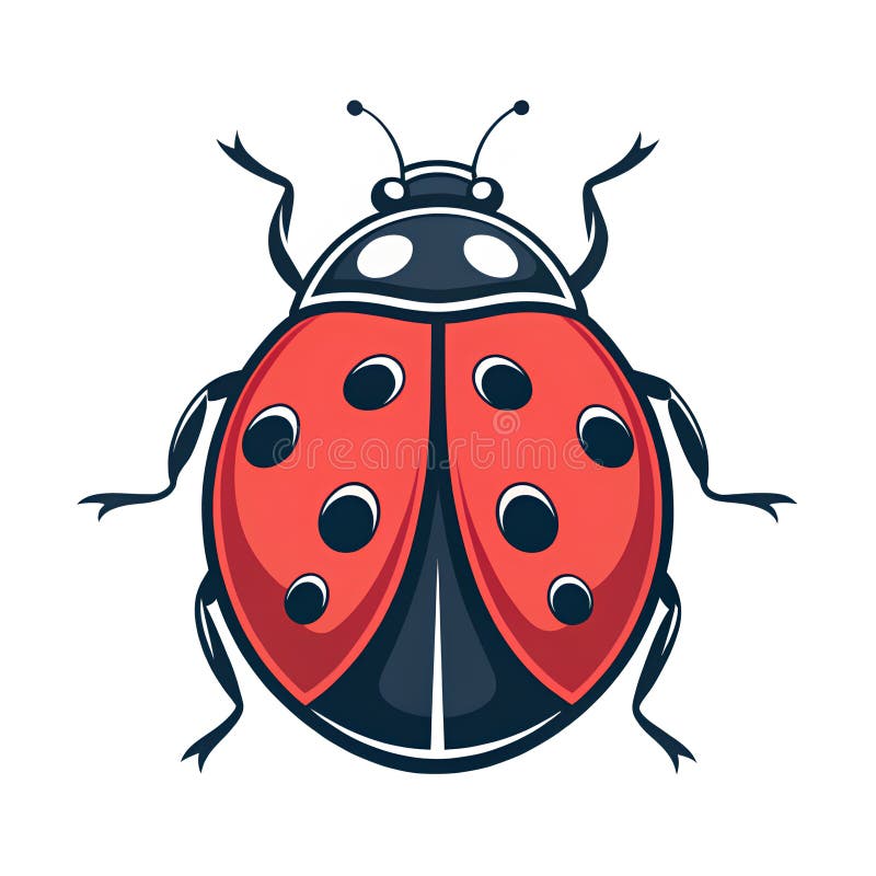 Bright Red Ladybug with Black Spots on a White Background Exhibiting ...