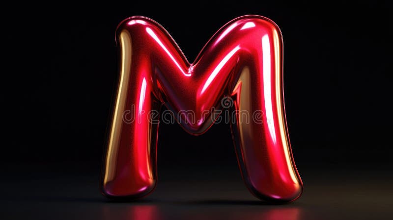 A Bright Red Letter M on a Dark Background Stock Illustration ...