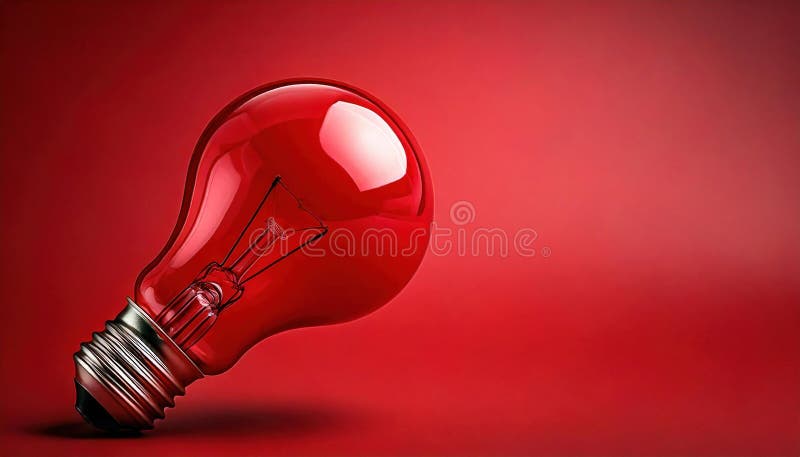 Bright Red Light Bulb with a Reflective Surface on a Vivid Red ...
